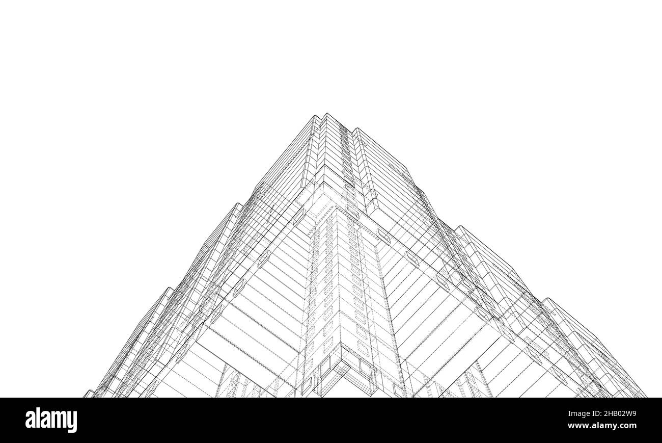 Digital 3d building wireframe Cut Out Stock Images & Pictures - Alamy