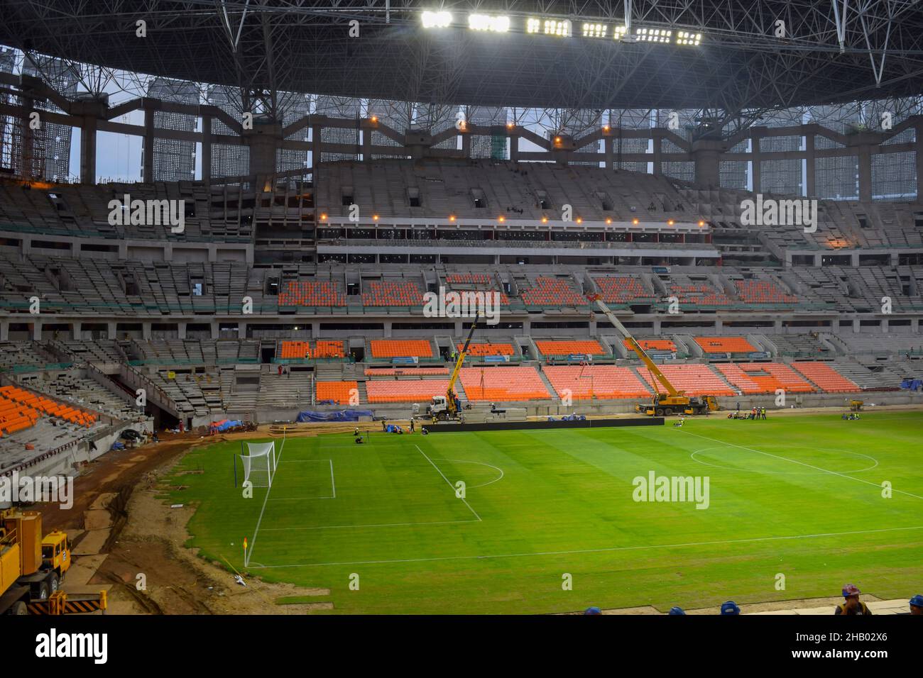 Construction of new tribune football stadium for upcomming Indonesia ...