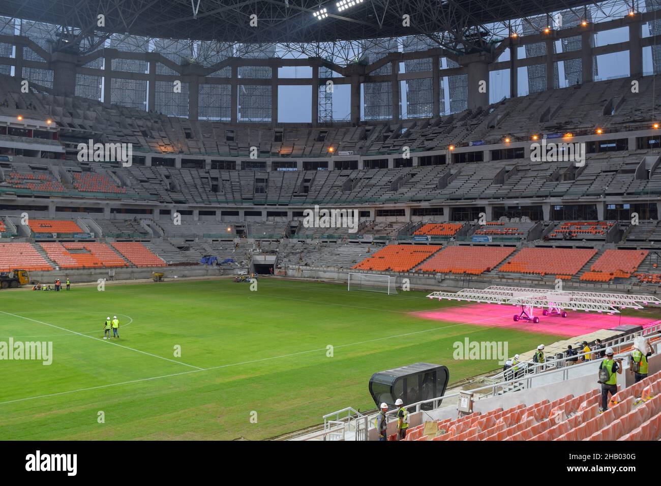 Construction of new tribune football stadium for upcomming Indonesia ...