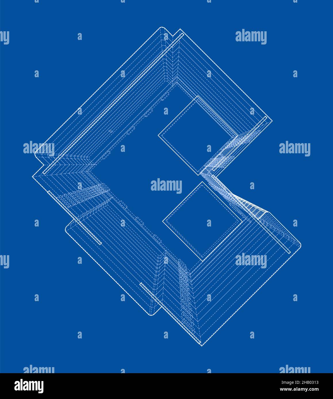 Wire-frame model of a multi-storey building Stock Photo - Alamy