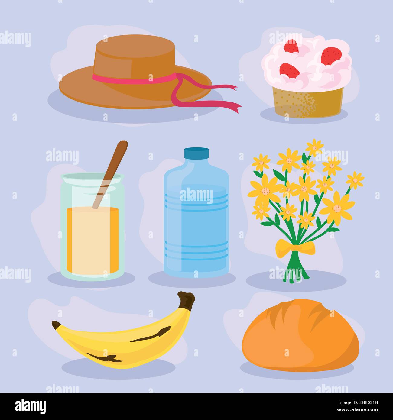 set of seven picnic icons Stock Vector Image & Art - Alamy