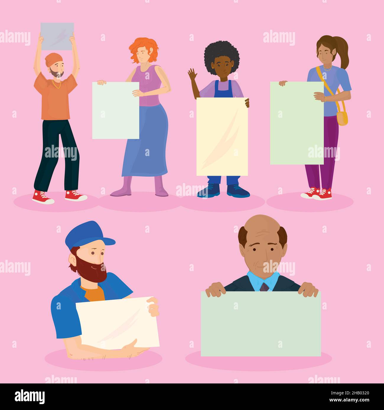 group of people holding signs Stock Vector Image & Art - Alamy