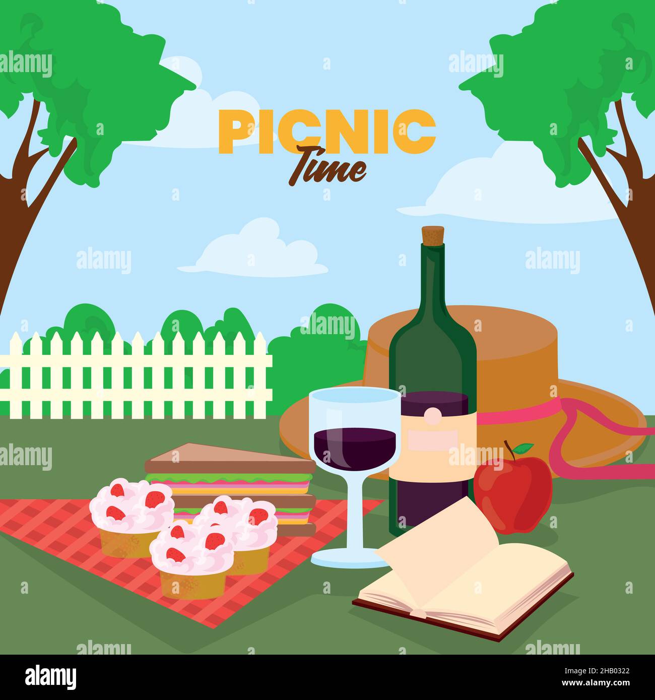 picnic time card with food Stock Vector Image & Art - Alamy