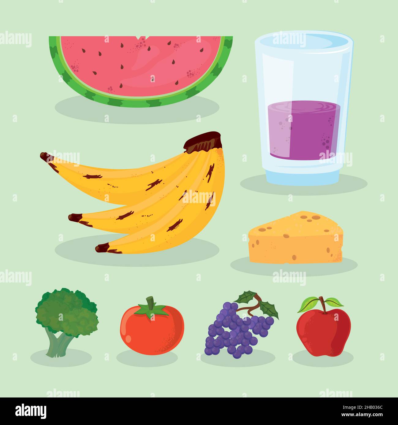 set of eight food items Stock Vector Image & Art - Alamy