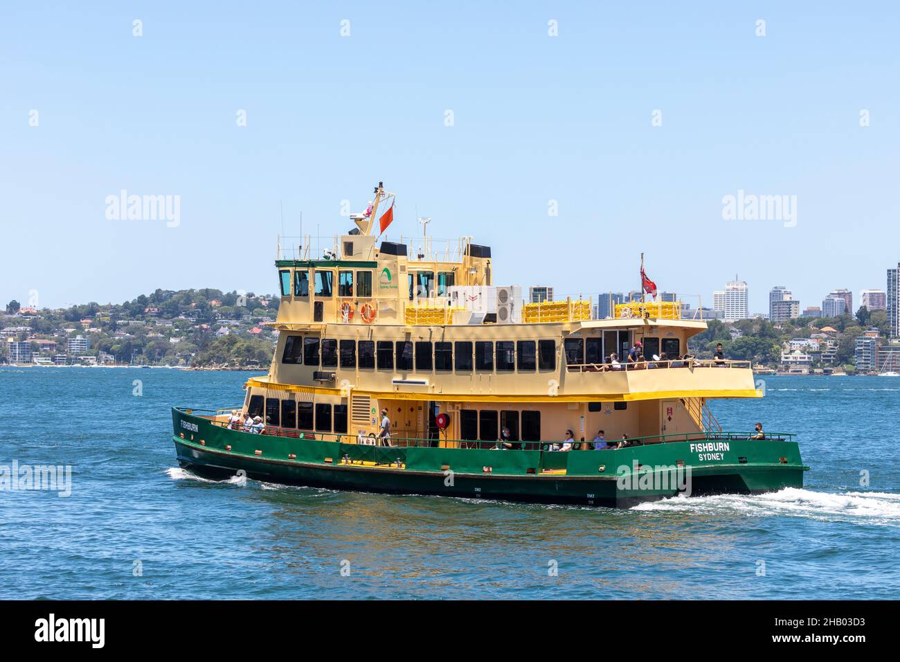 Sydney ferry named Fishburn leaving cremorne point wharf on Sydney ...