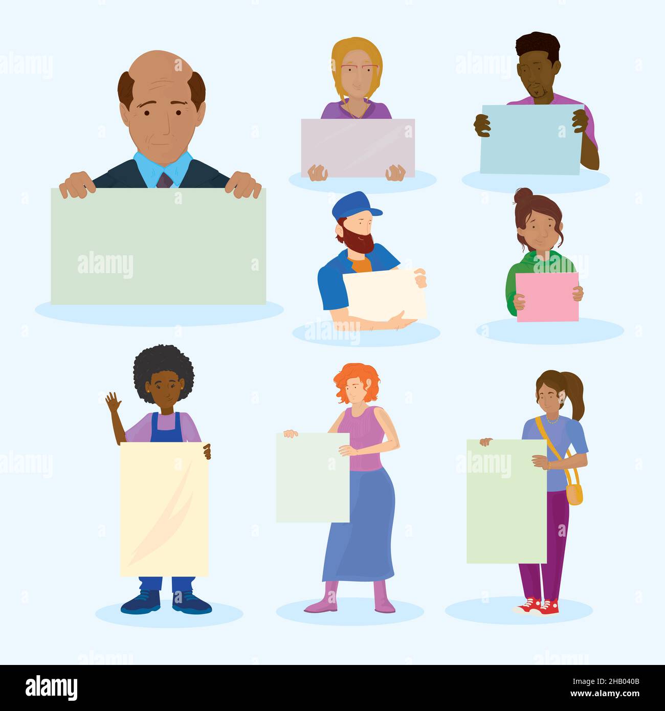 group of people holding posters Stock Vector Image & Art - Alamy