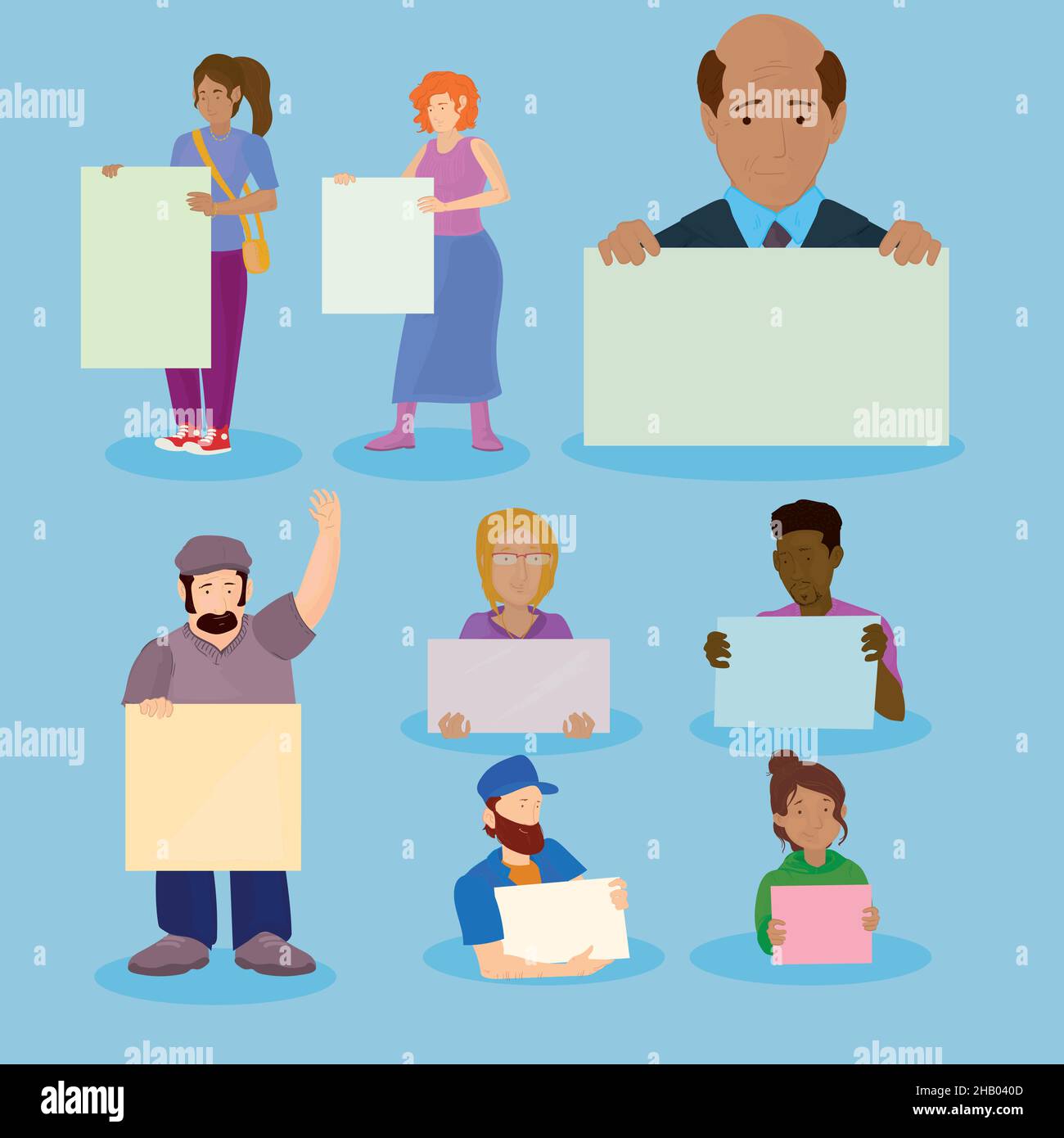 group of people holding placards Stock Vector Image & Art - Alamy