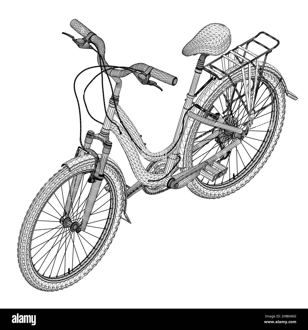 Detailed bike wireframe from black lines isolated on white background ...