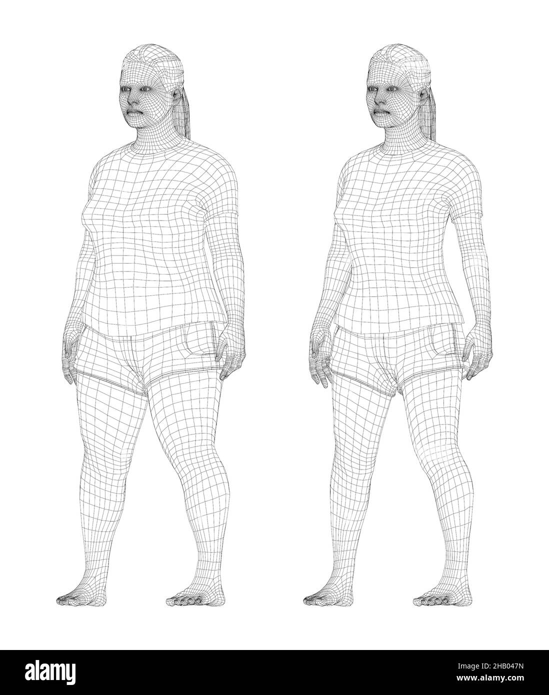 Fat and slim woman, before and after weight loss Stock Photo - Alamy