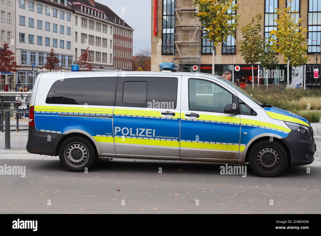 KIEL, GERMANY - Nov 12, 2021: A Close up of a German police bus during ...