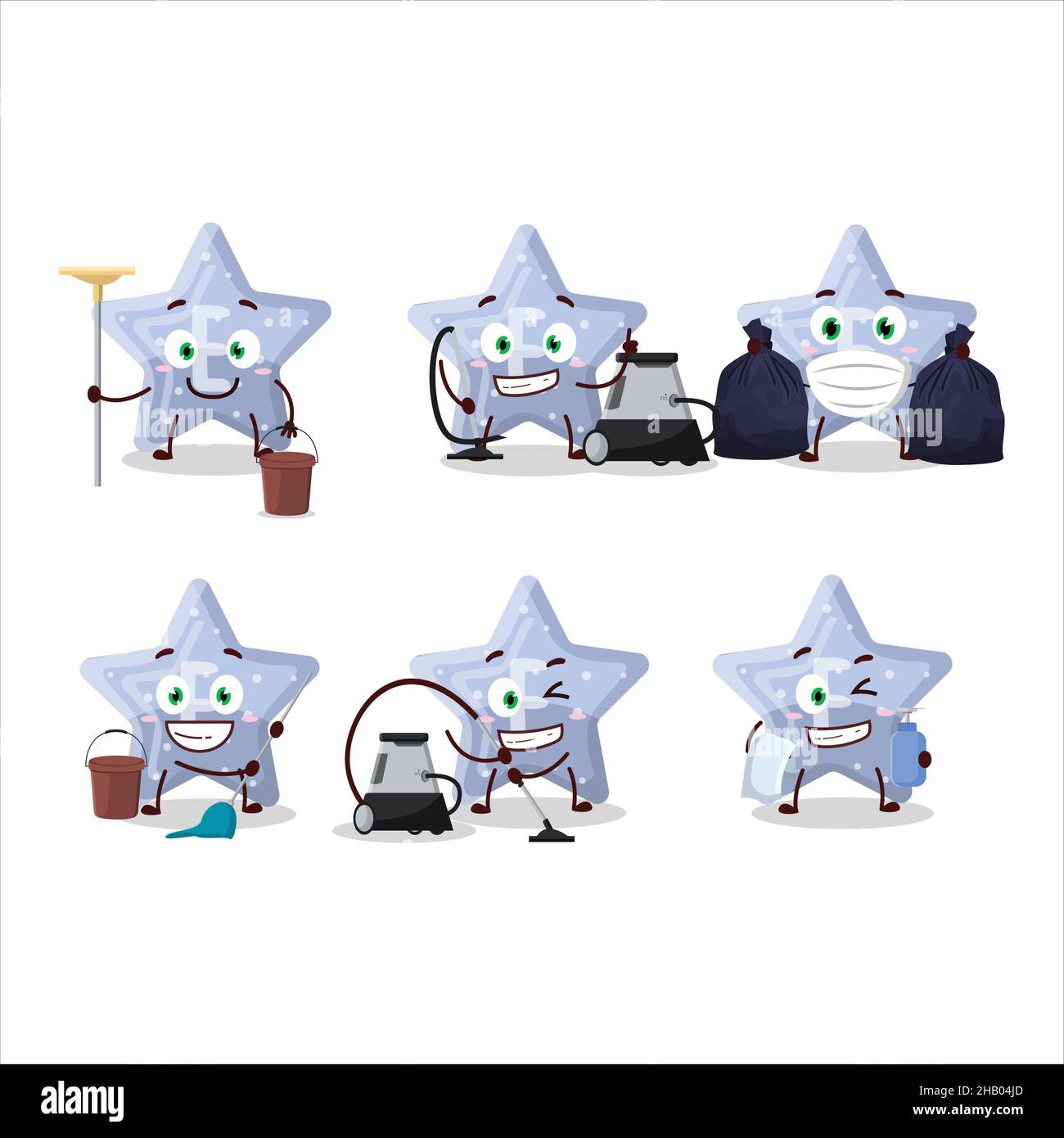 Cleaning service star blue gummy candy E cute cartoon character using ...
