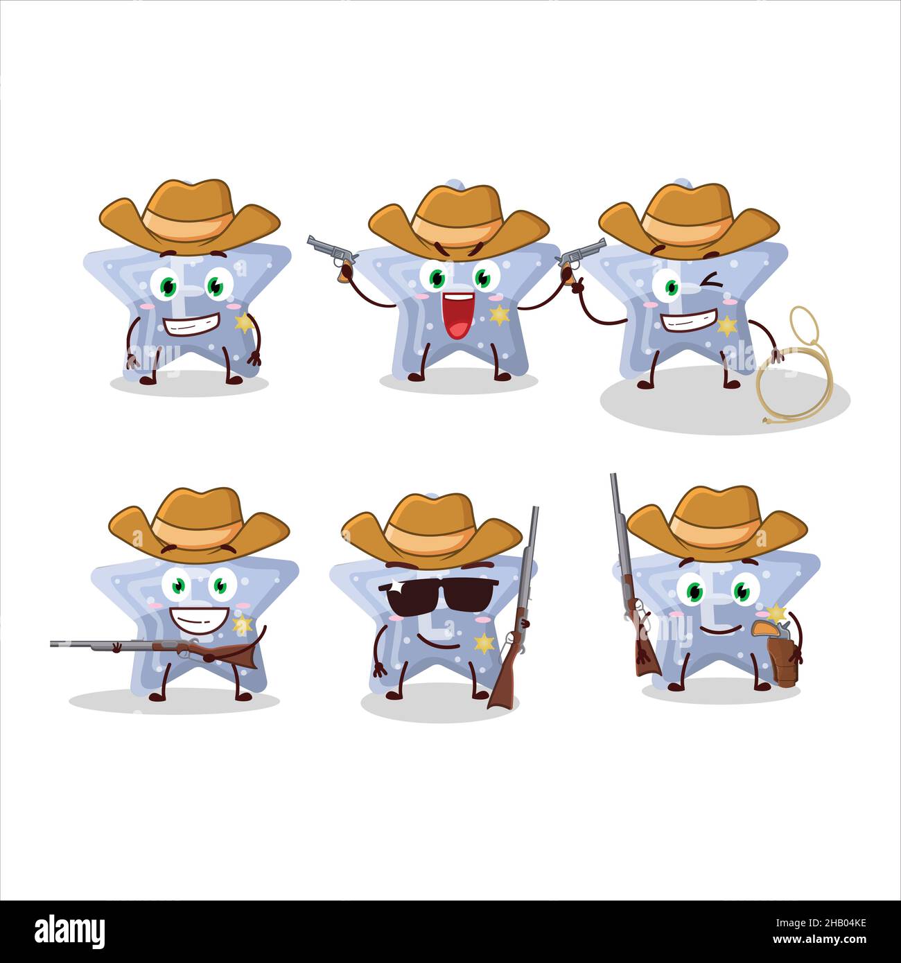 Cool cowboy star blue gummy candy E cartoon character with a cute hat ...