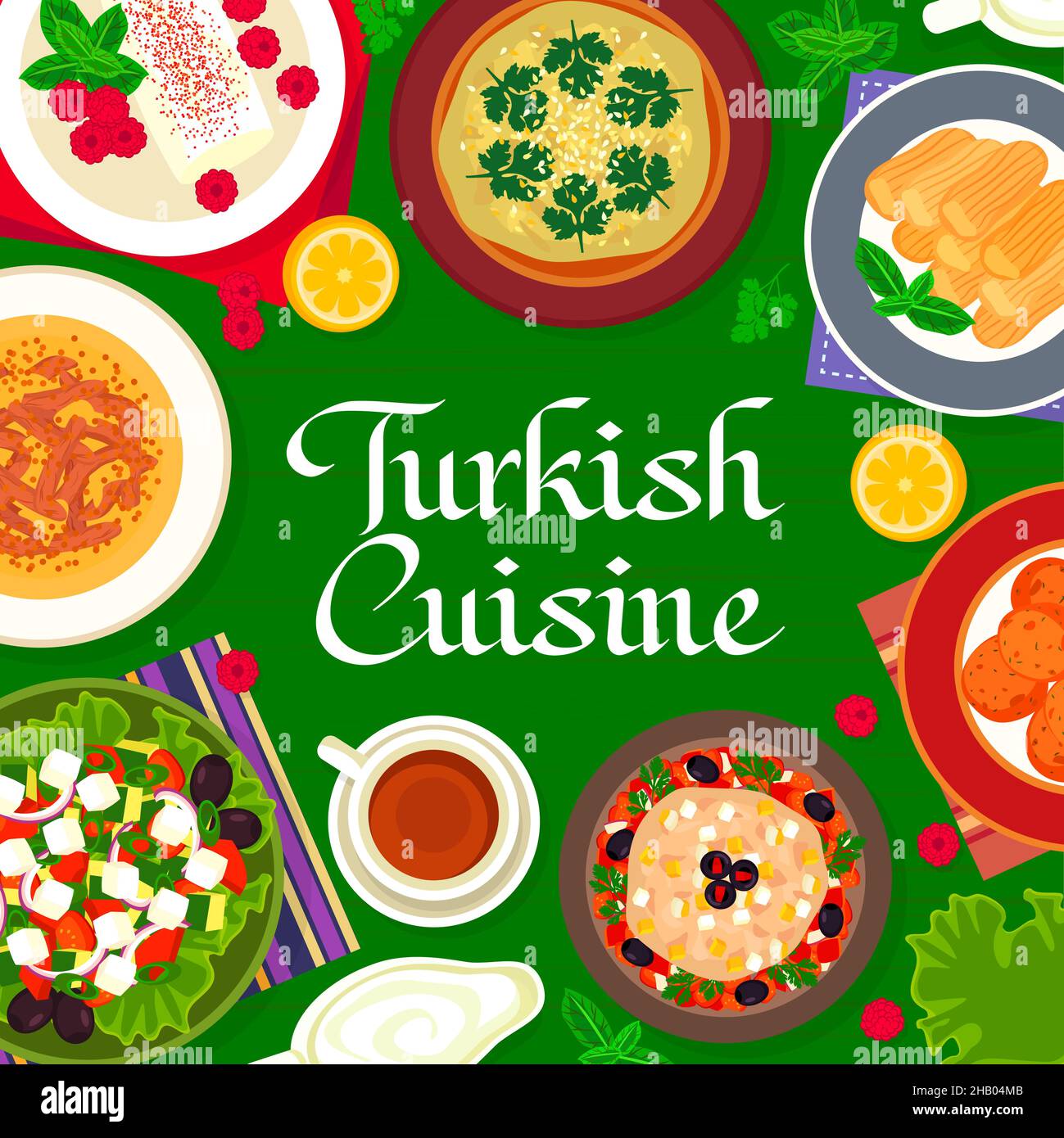 Turkish cuisine menu cover template, Turkey food dishes and dinner ...