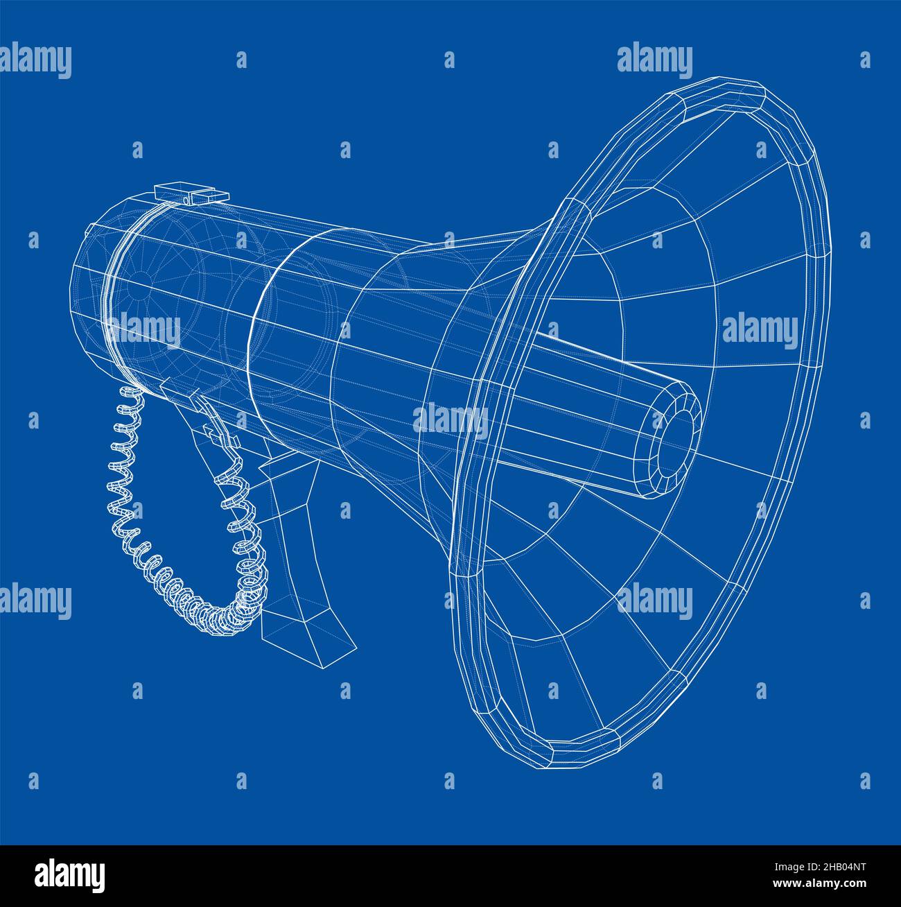 Megaphone concept outline. 3d illustration Stock Photo - Alamy