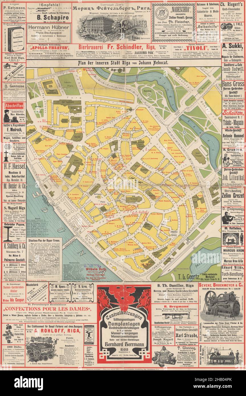 Riga Map, Old Riga Map, Old Riga City, Retro Riga Map, Vintage Riga ...