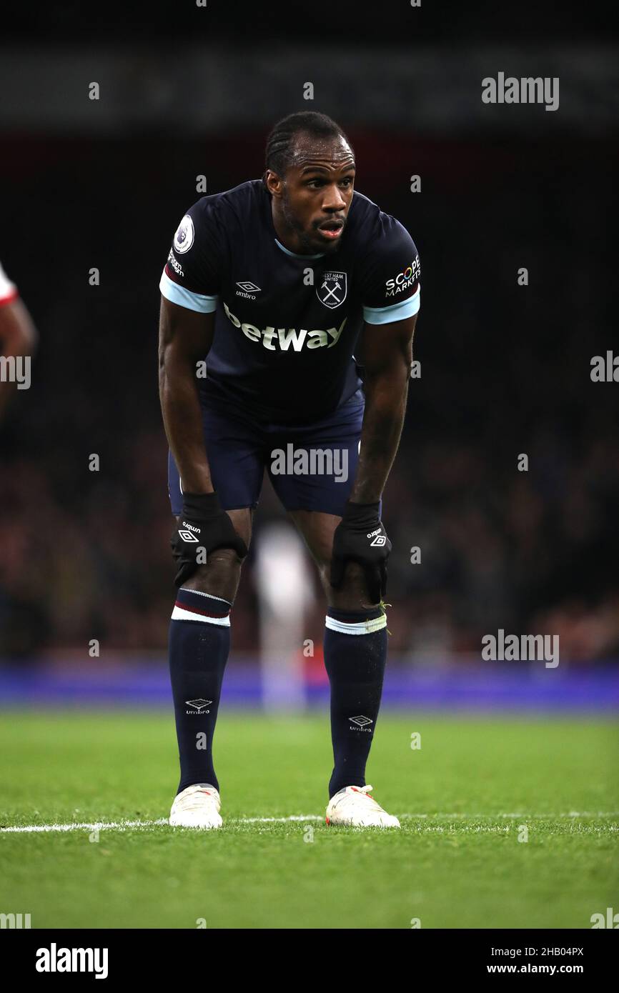 London, UK. 15th Dec, 2021. Michail Antonio (WHU) at the Arsenal v West ...