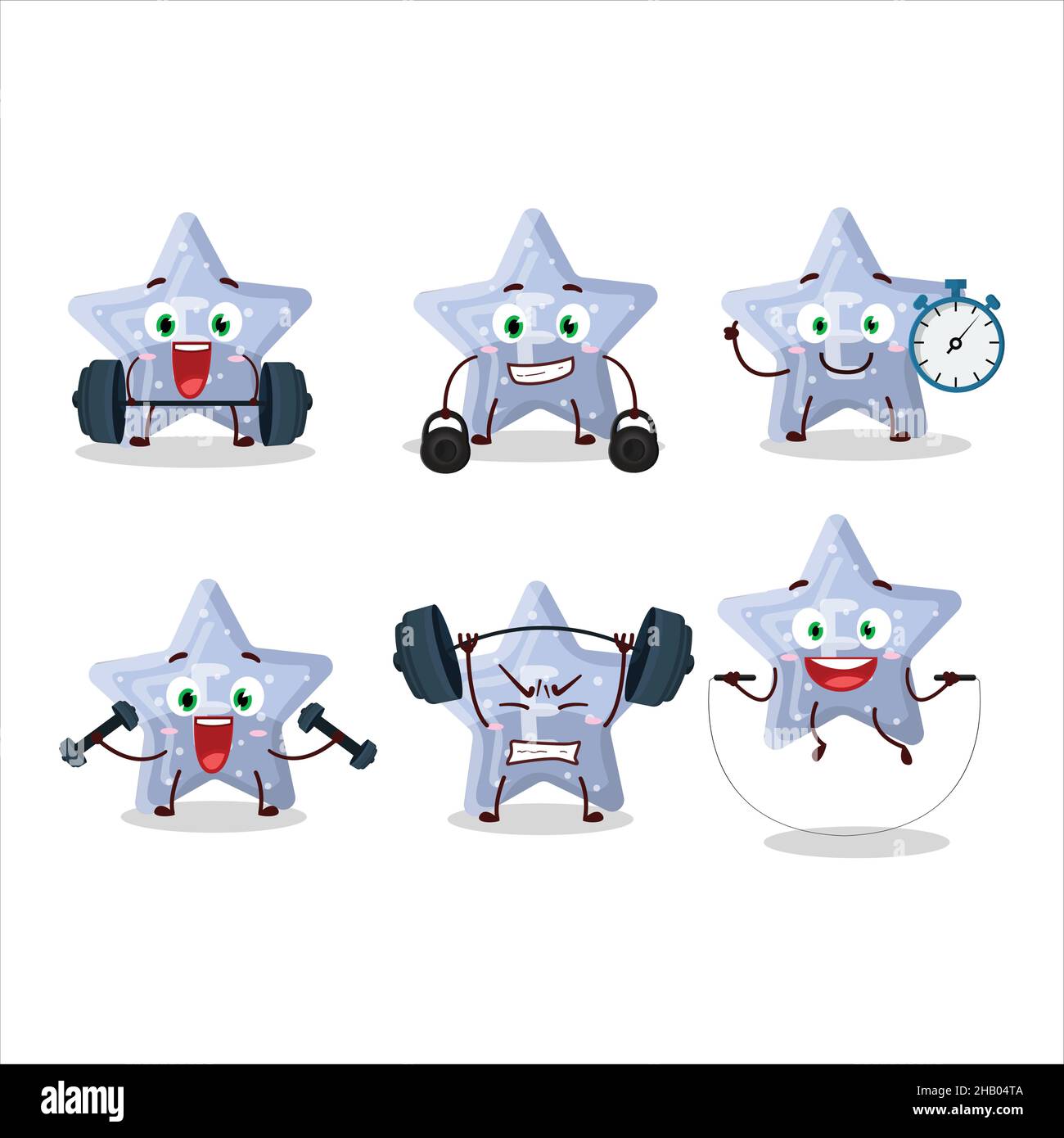 A healthy star blue gummy candy E cartoon style trying some tools on ...