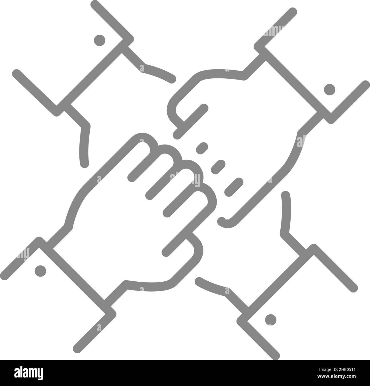 Team work line icon. Solidarity, support, teamwork, unity symbol Stock ...