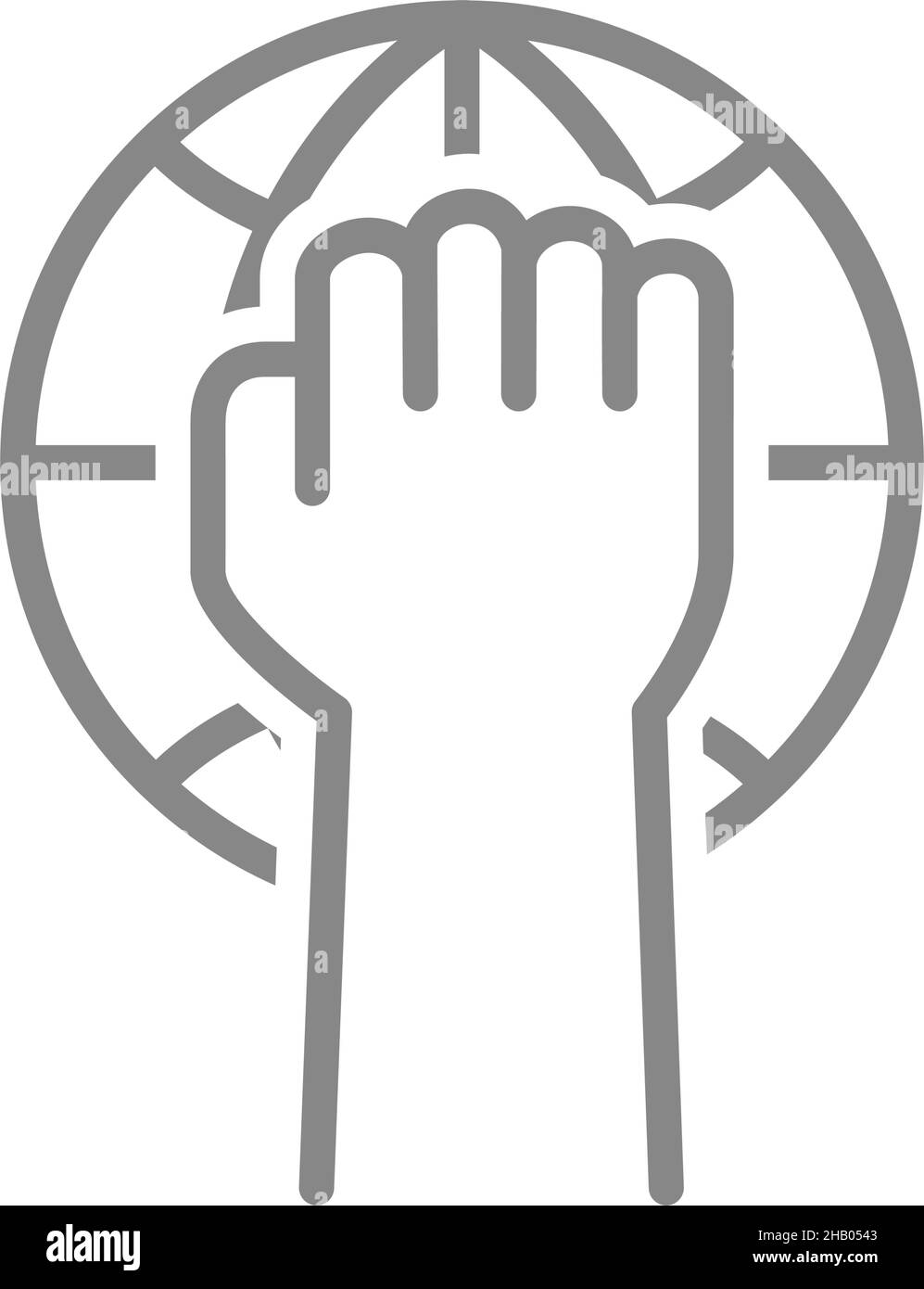 Fist and planet line icon. Hand up, protest symbol Stock Vector Image ...