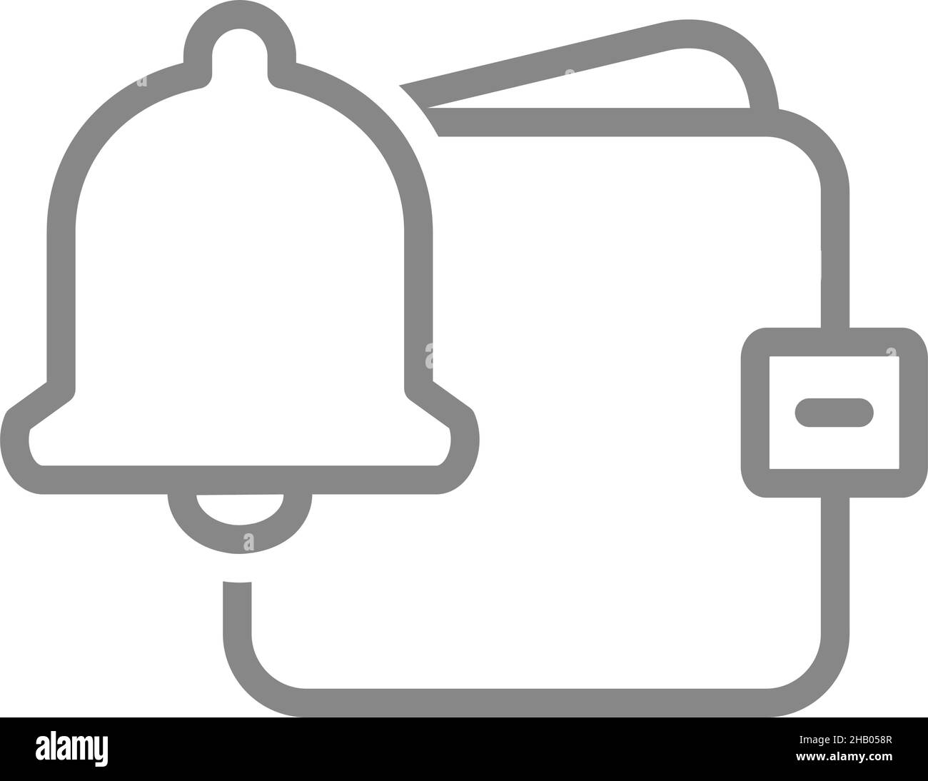 Notification bell and wallet line icon. Inbox message, message ...