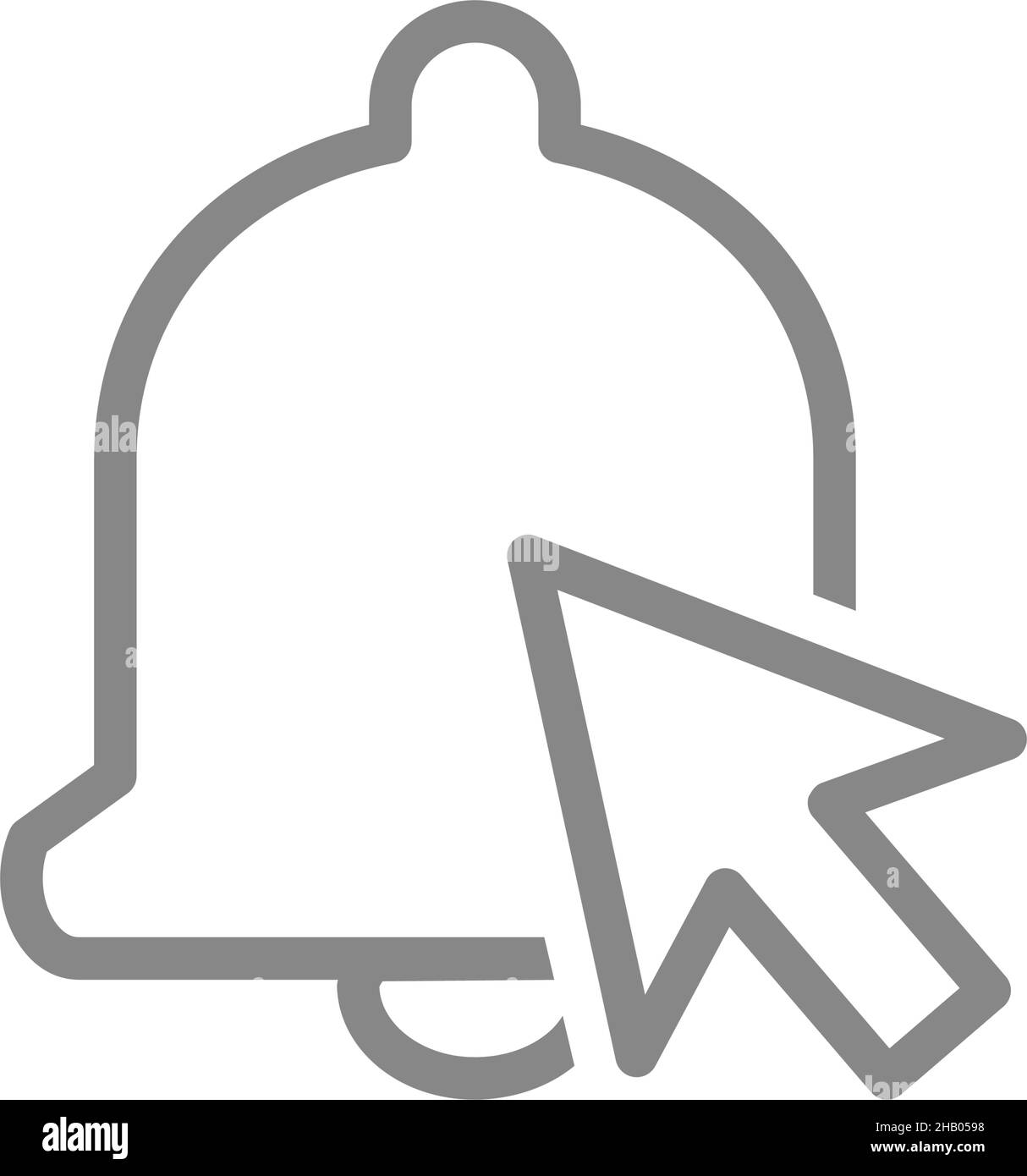 Notification bell and cursor arrow line icon. Message bell, inbox ...