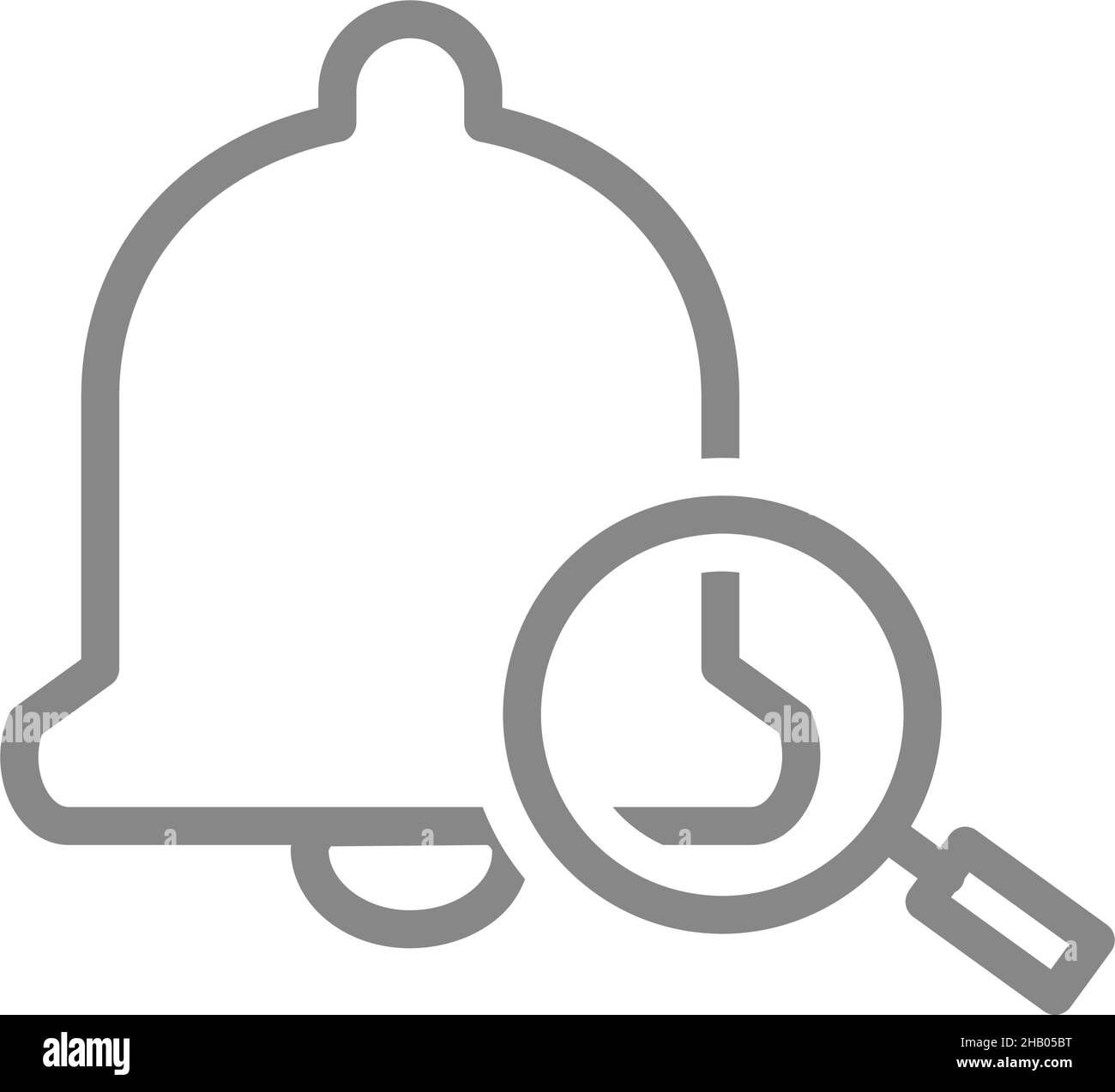 Notification bell with magnifying glass line icon. Message bell, inbox message symbol Stock ...