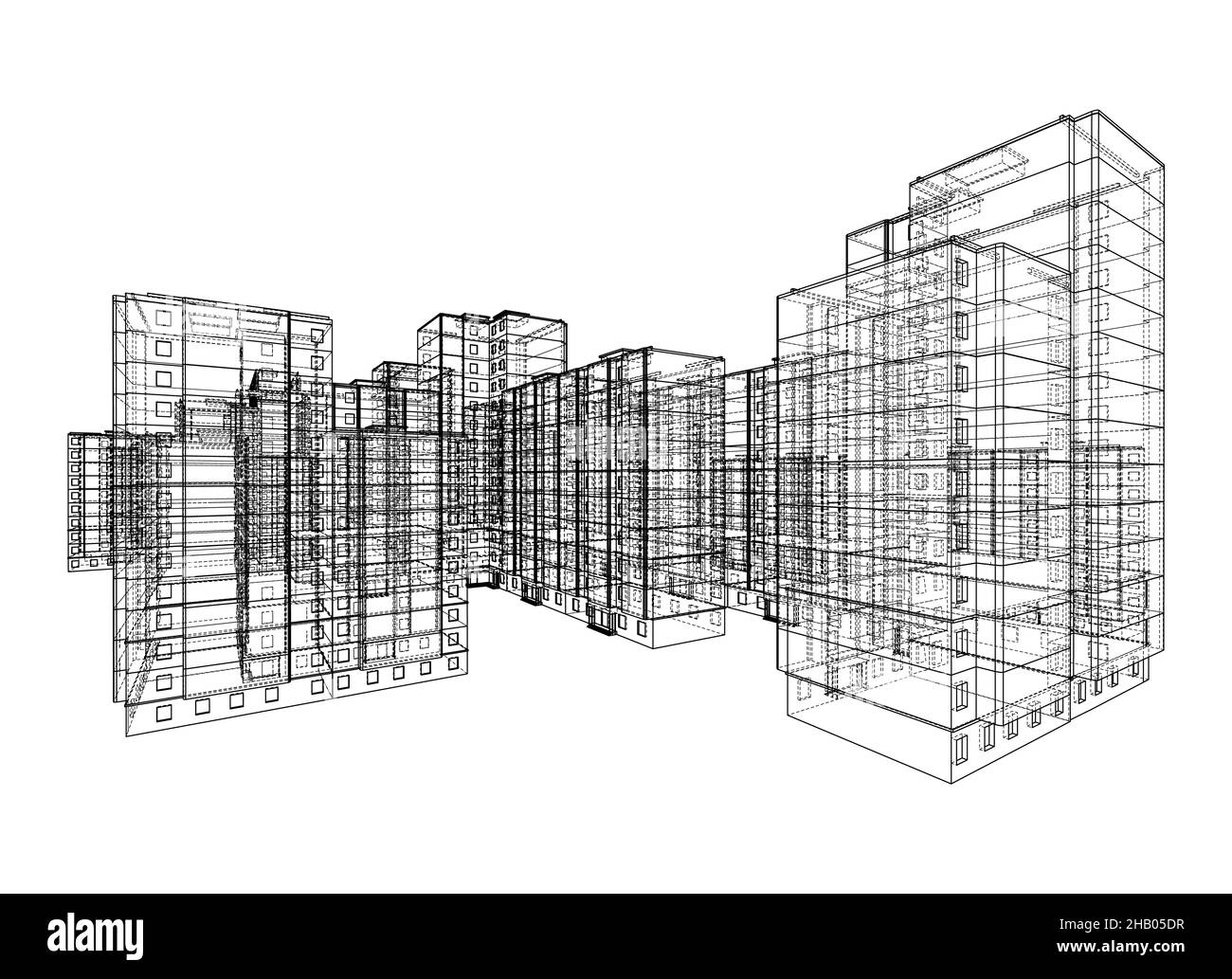 Wire-frame model of a multi-storey building Stock Photo - Alamy