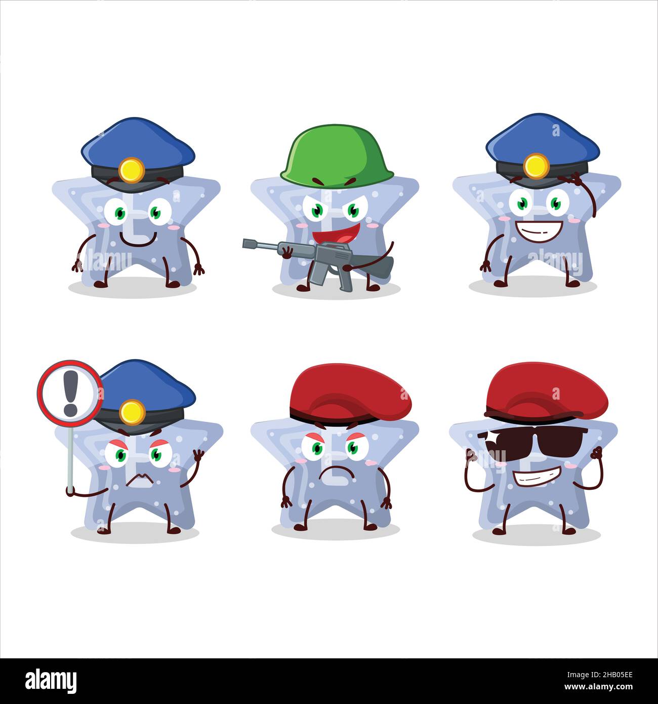 A dedicated Police officer of star blue gummy candy E mascot design ...