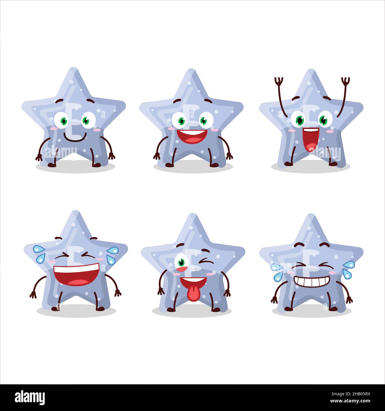 Cartoon character of star blue gummy candy E with smile expression ...