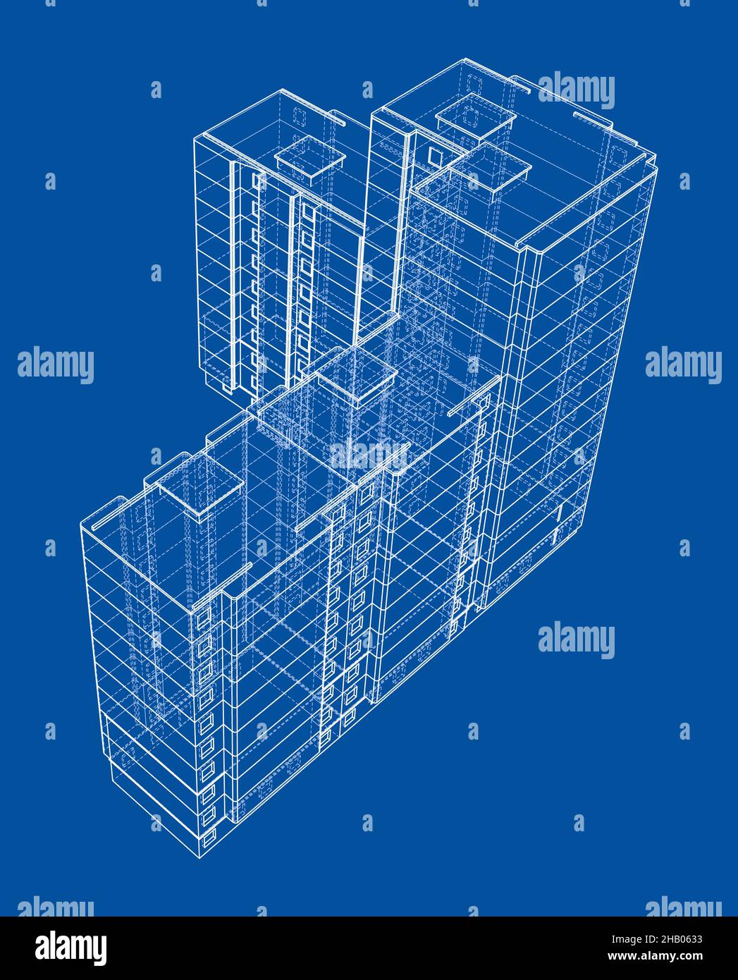 Wire-frame model of a multi-storey building Stock Photo - Alamy