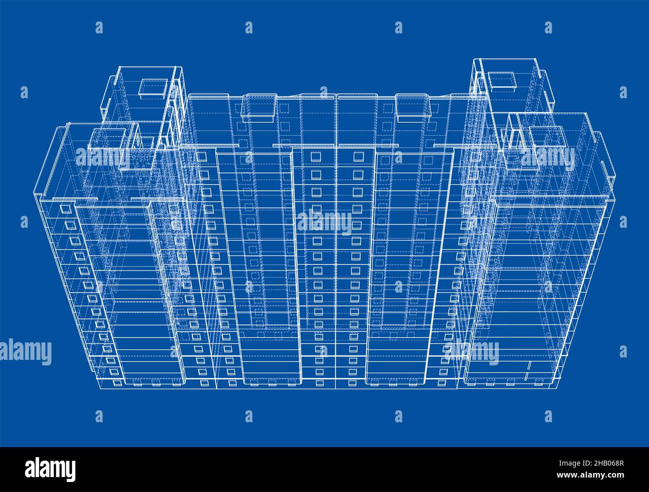 Wire-frame model of a multi-storey building Stock Photo - Alamy