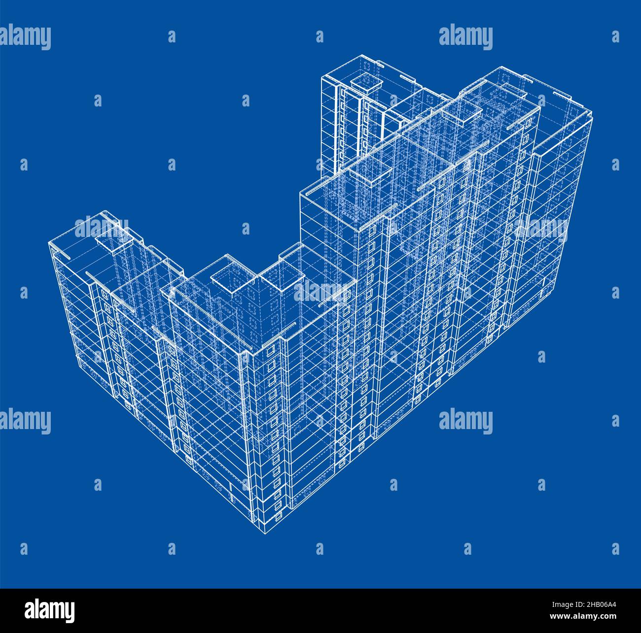 Wire-frame model of a multi-storey building Stock Photo - Alamy