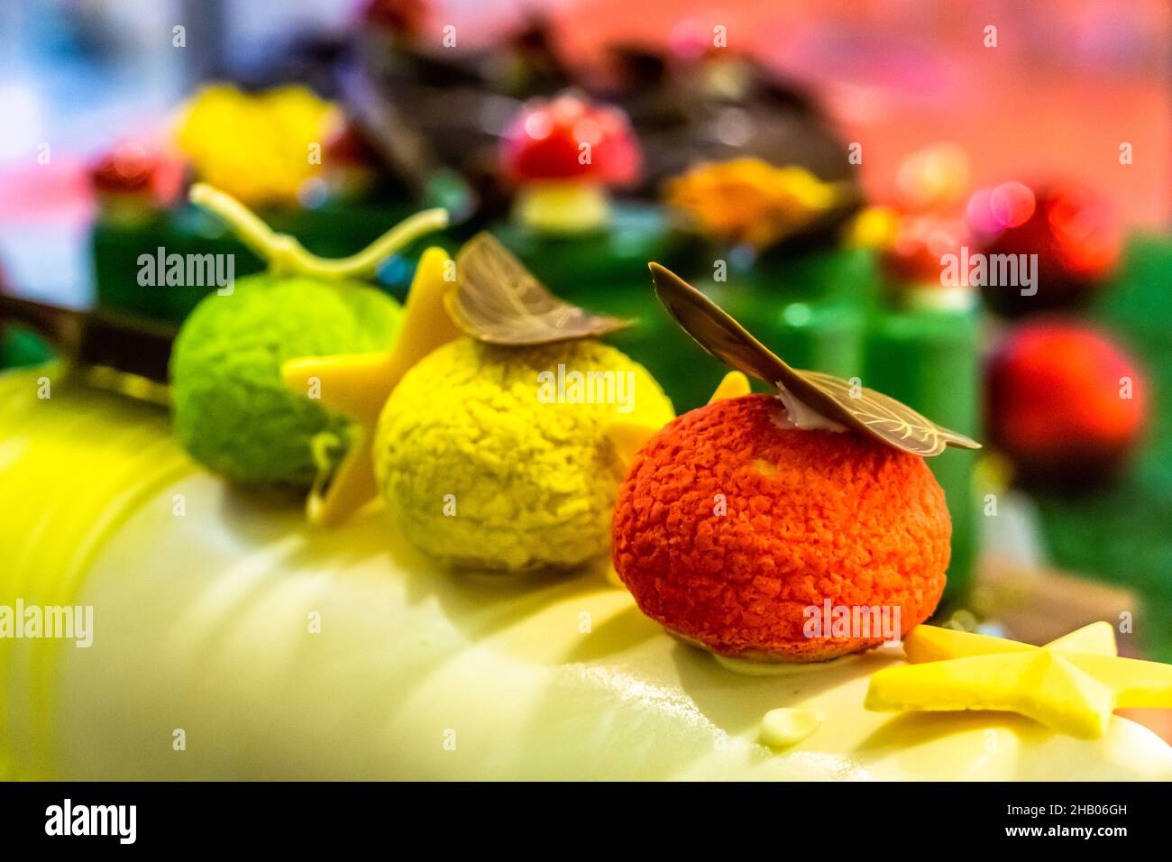 Swiss rolls with beautiful decorations for holiday seasons Stock Photo ...