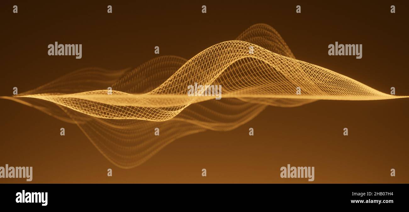 Wireframe Waveform Structure Or Abstract Visualization Of Audio Sound