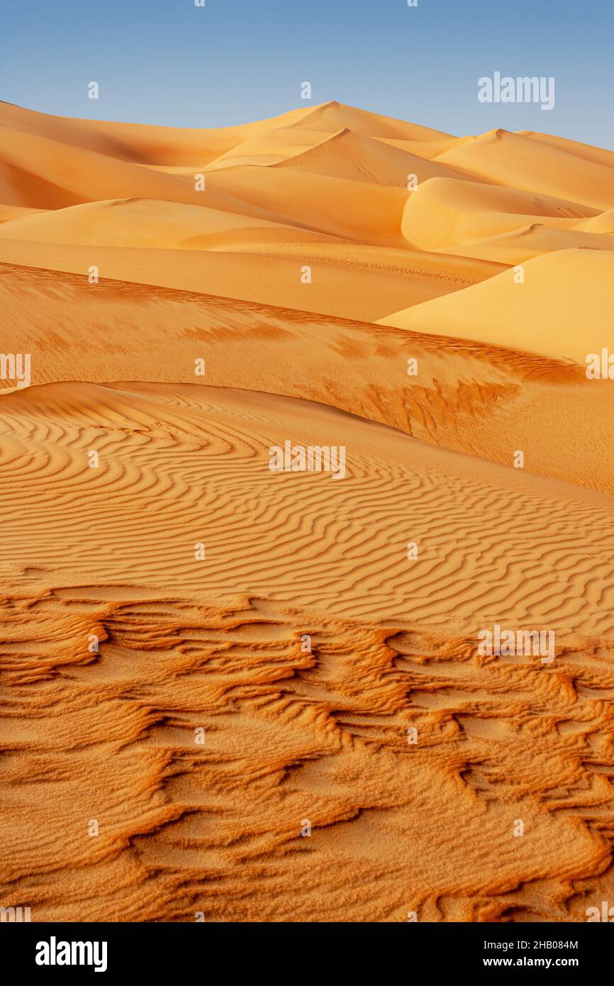 A dune landscape in the Rub al Khali or Empty Quarter. Straddling Oman ...