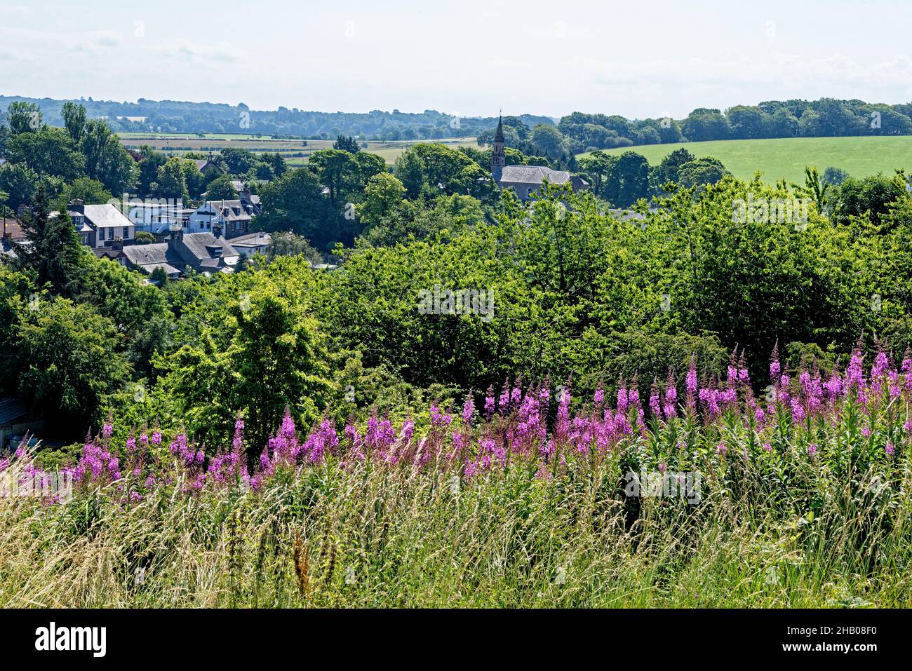 Viev of the ancient town of Dundonald from the castle, South Ayrshire ...