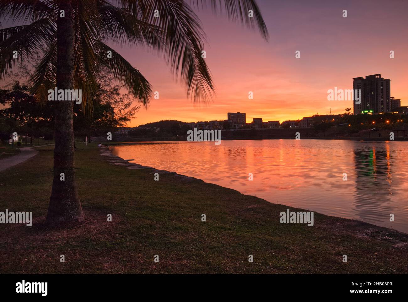 Sunset view at Lake valley Stock Photo - Alamy