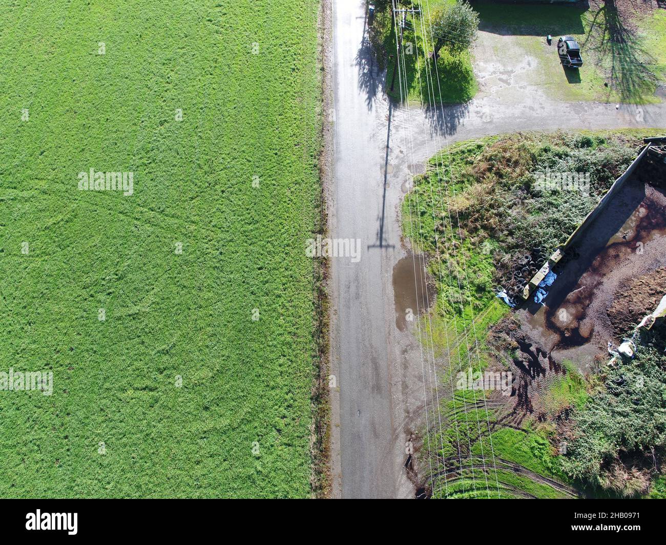 A view of farm fields in the US that will be harvested as hay Stock ...