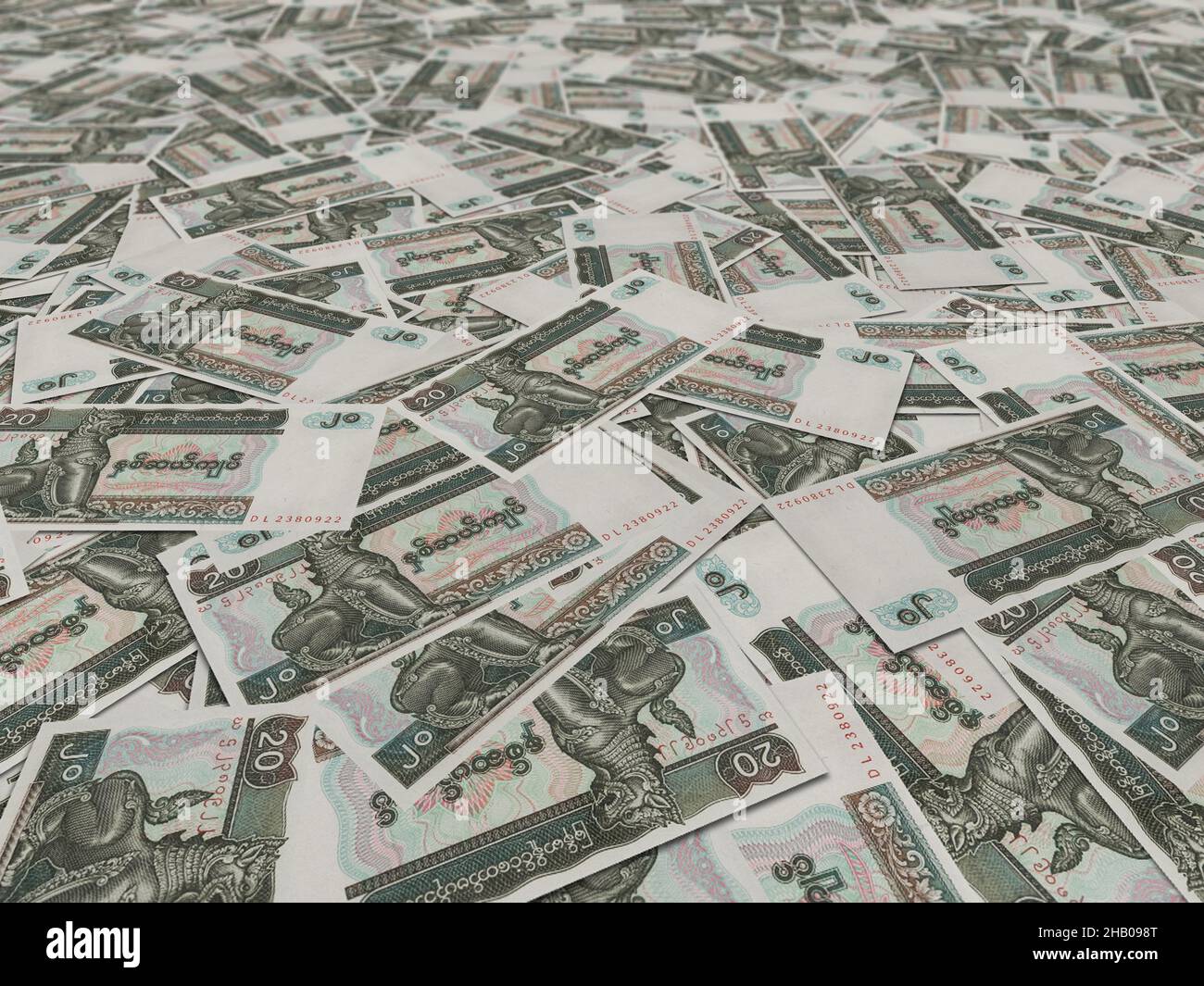 3D rendering of Myanmar kyat banknotes Stock Photo - Alamy