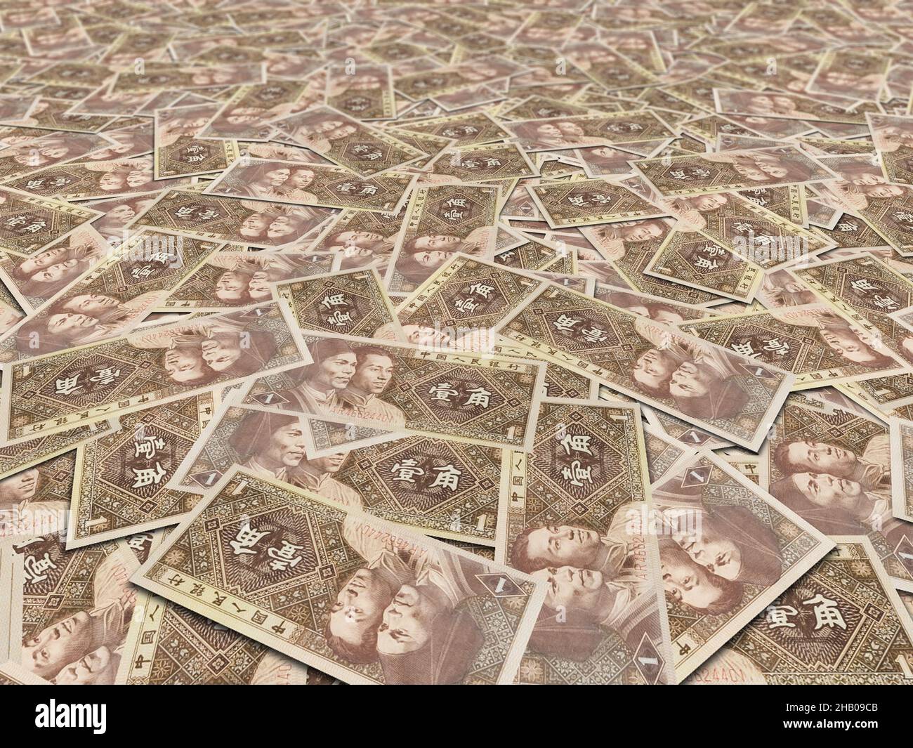 3D rendering of Chinese Yi Yiao banknotes Stock Photo - Alamy