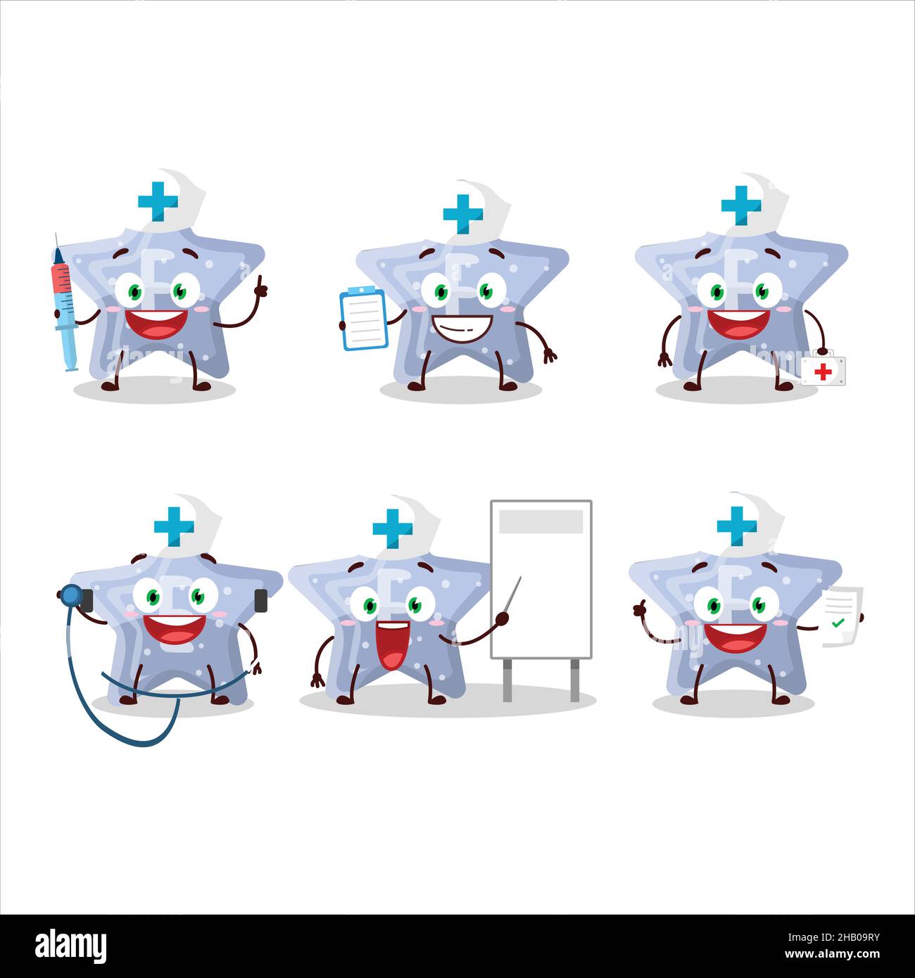 Doctor profession emoticon with star blue gummy candy E cartoon ...