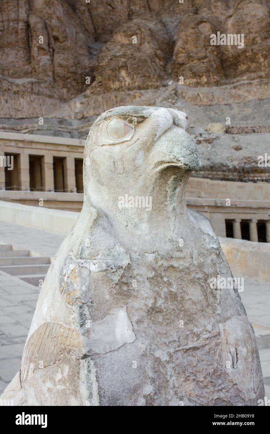 Valley Of The Queens, Luxor, Egypt. Guard Horus at entrance in Mortuary ...
