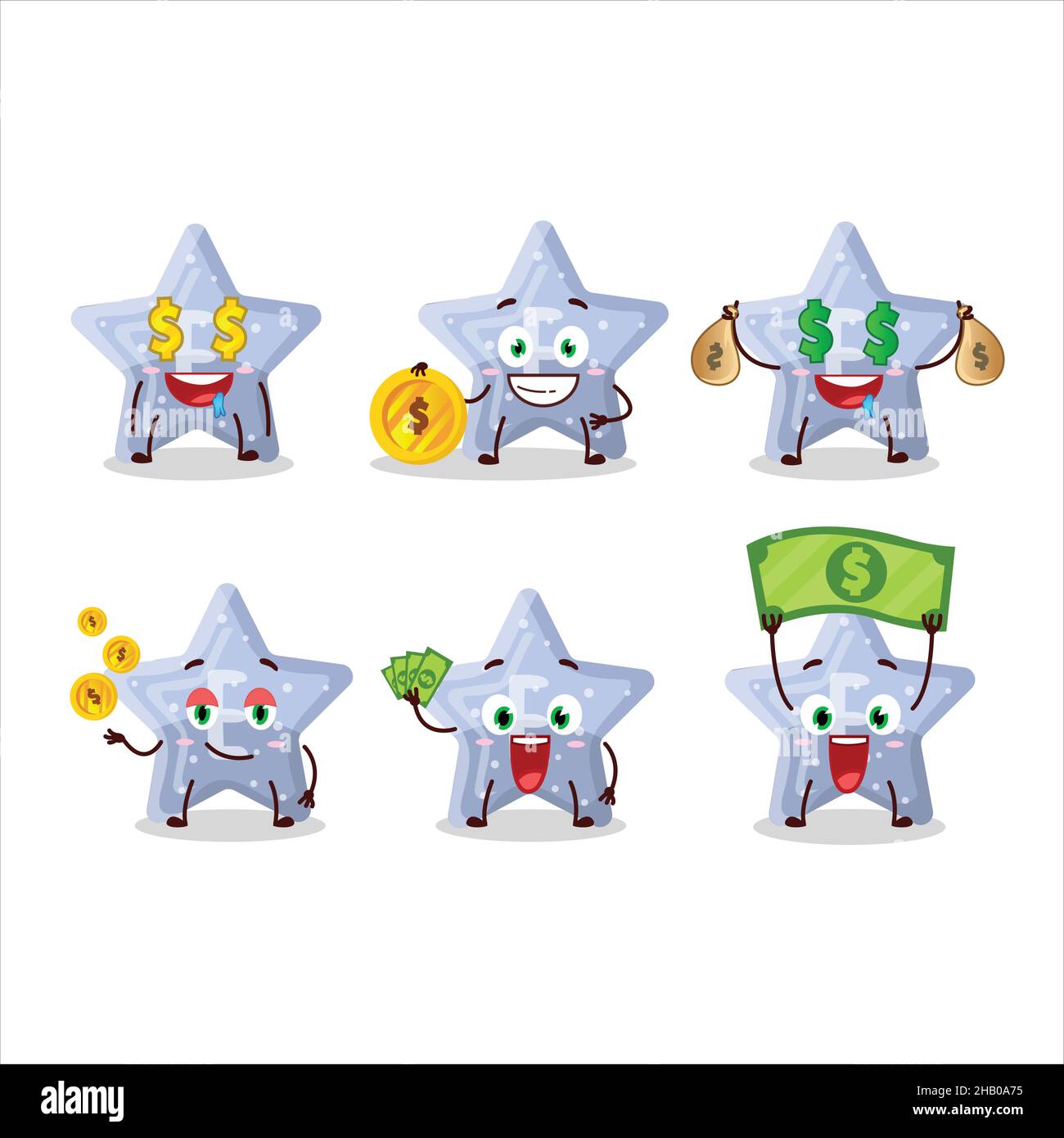 Star blue gummy candy E cartoon character with cute emoticon bring ...