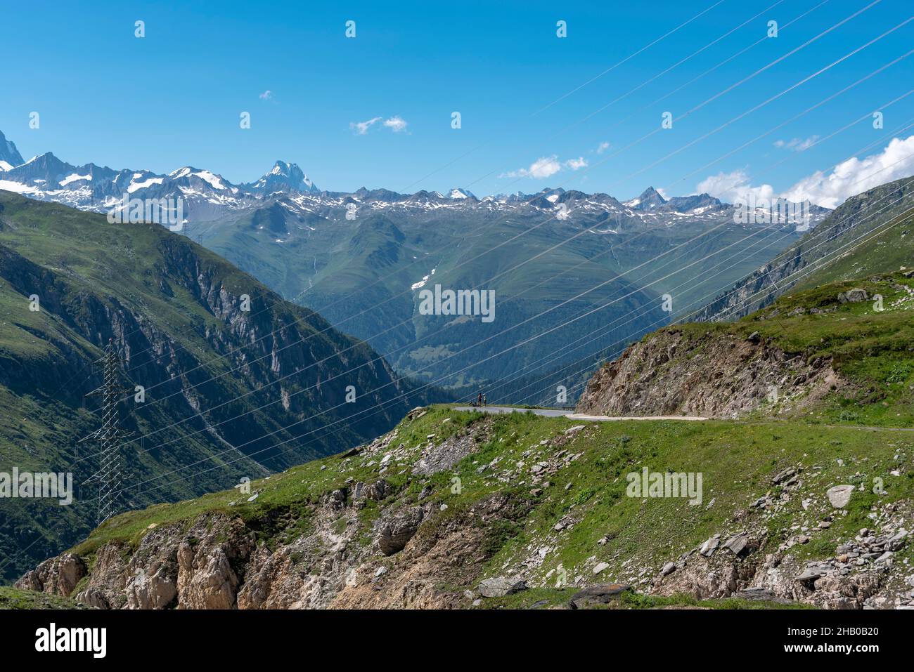 Alpine landscape with Nufenen Pass road, Ulrichen, Valais, Switzerland ...