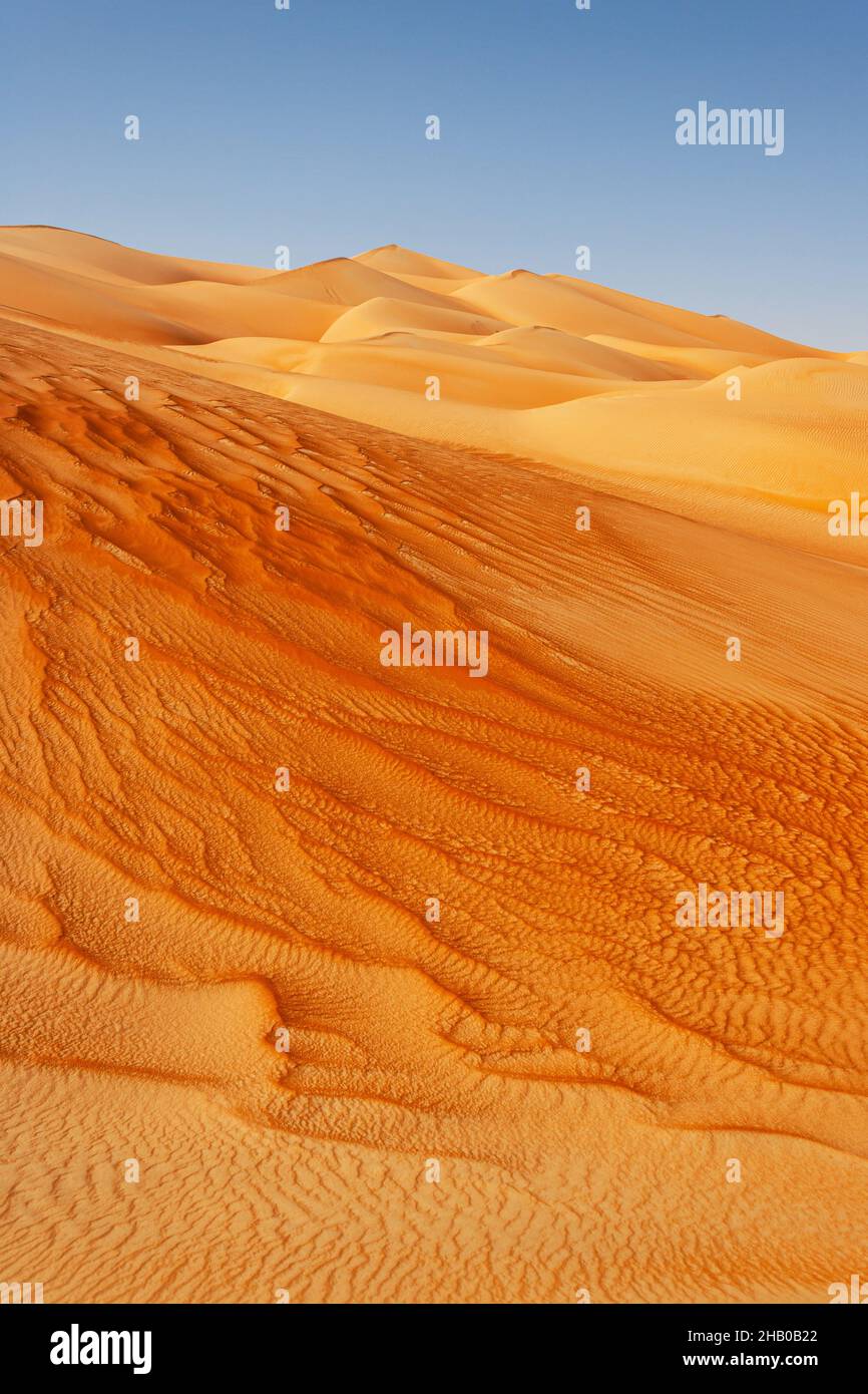 A dune landscape in the Rub al Khali or Empty Quarter. Straddling Oman ...