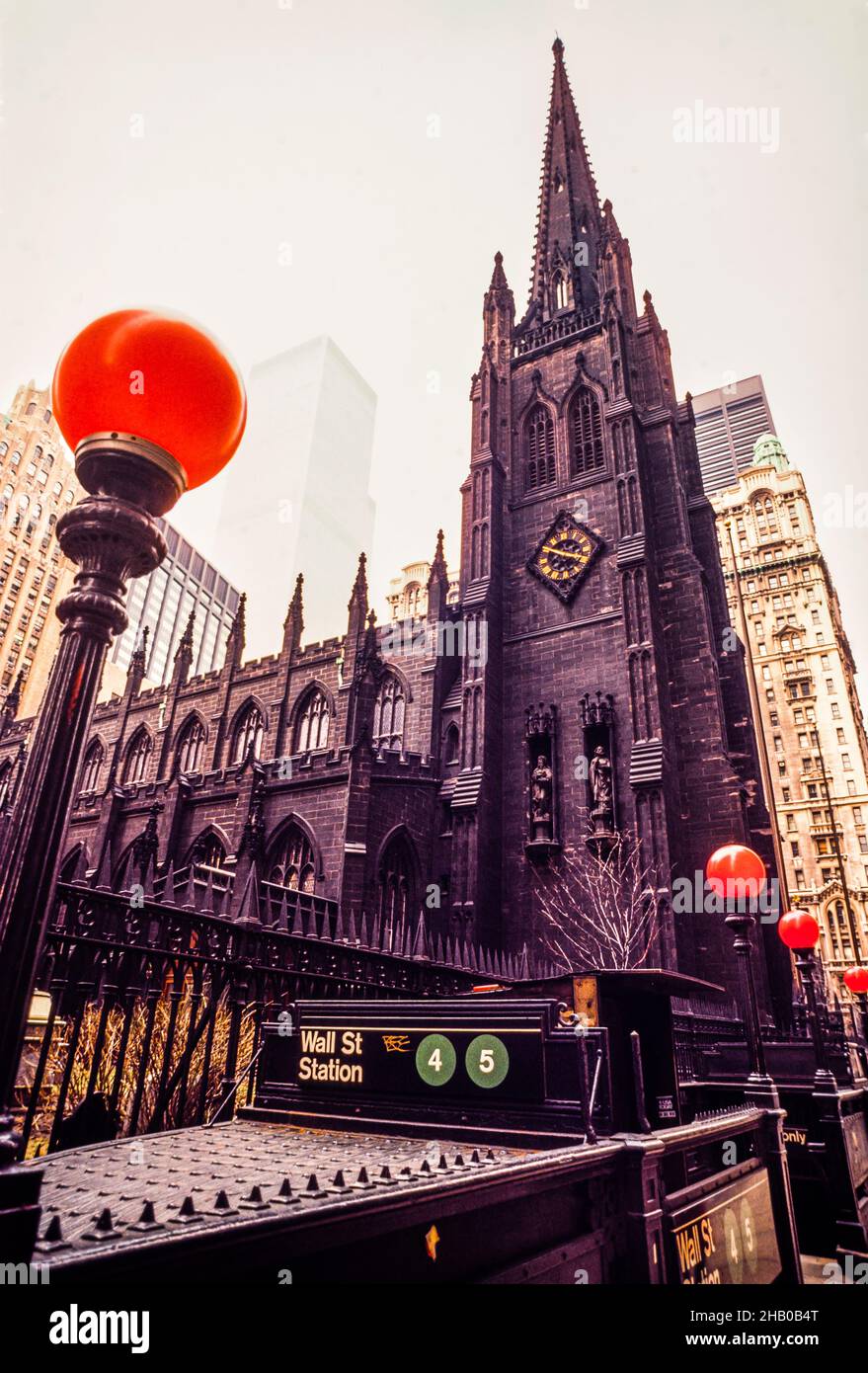 Trinity Church from Wall Street Manhattan New York, New York, USA Stock ...
