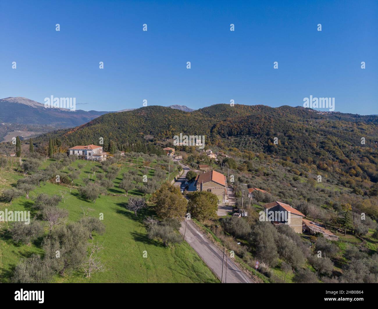 Aerial view of Finocchito, Ogliastro Cilento, Castellabate Stock Photo ...