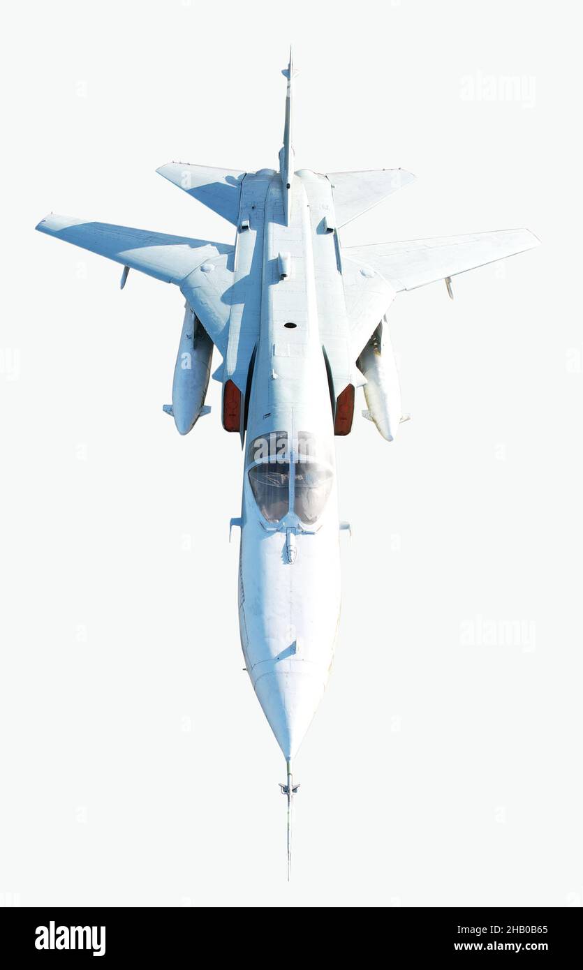 Front view of armed aircraft isolated. Supersonic warplane Stock Photo ...