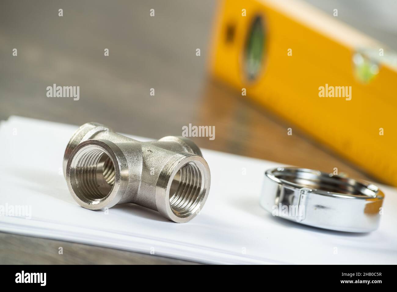 Steel water fittings for hydraulic system Stock Photo - Alamy