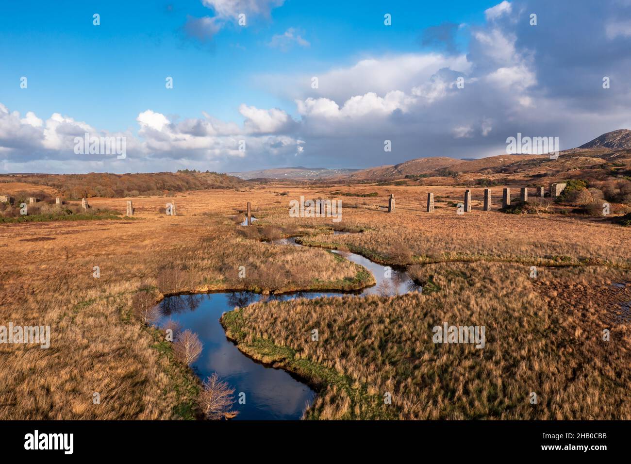 Aerial view of the Owencarrow Railway Viaduct by Creeslough in County ...